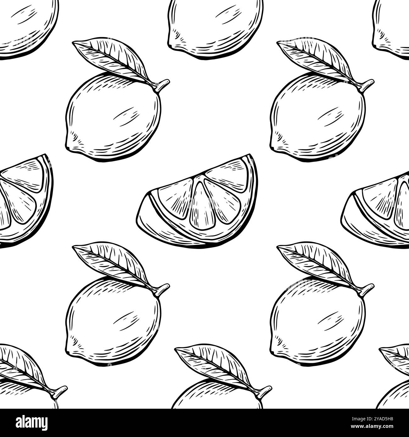 Seamless pattern lemon slice Black and White Stock Photos & Images - Alamy