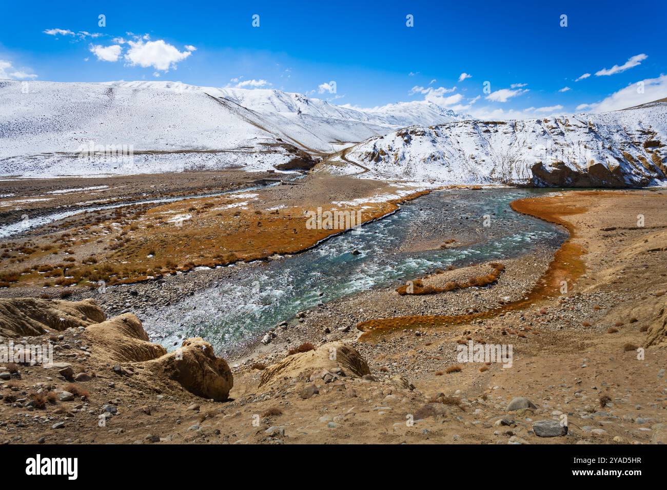 The Wakhan Corridor mountain landscape view from the Pamir highway ...