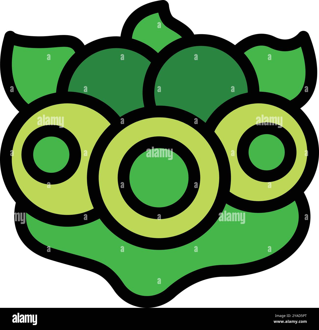 Cartoon green blob character with big round eyes looking surprised ...