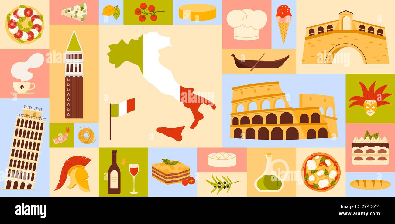 A vibrant and colorful representation showcasing Italy rich culinary ...