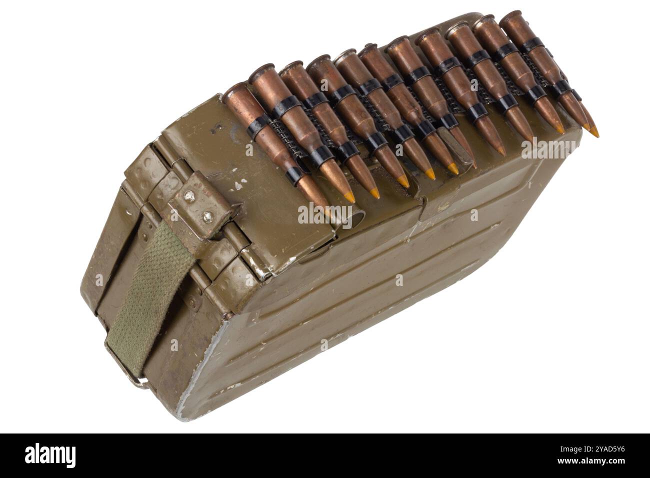 Ammo box with ammunition belt and 7.62 mm cartridges for kalashnikov PK ...