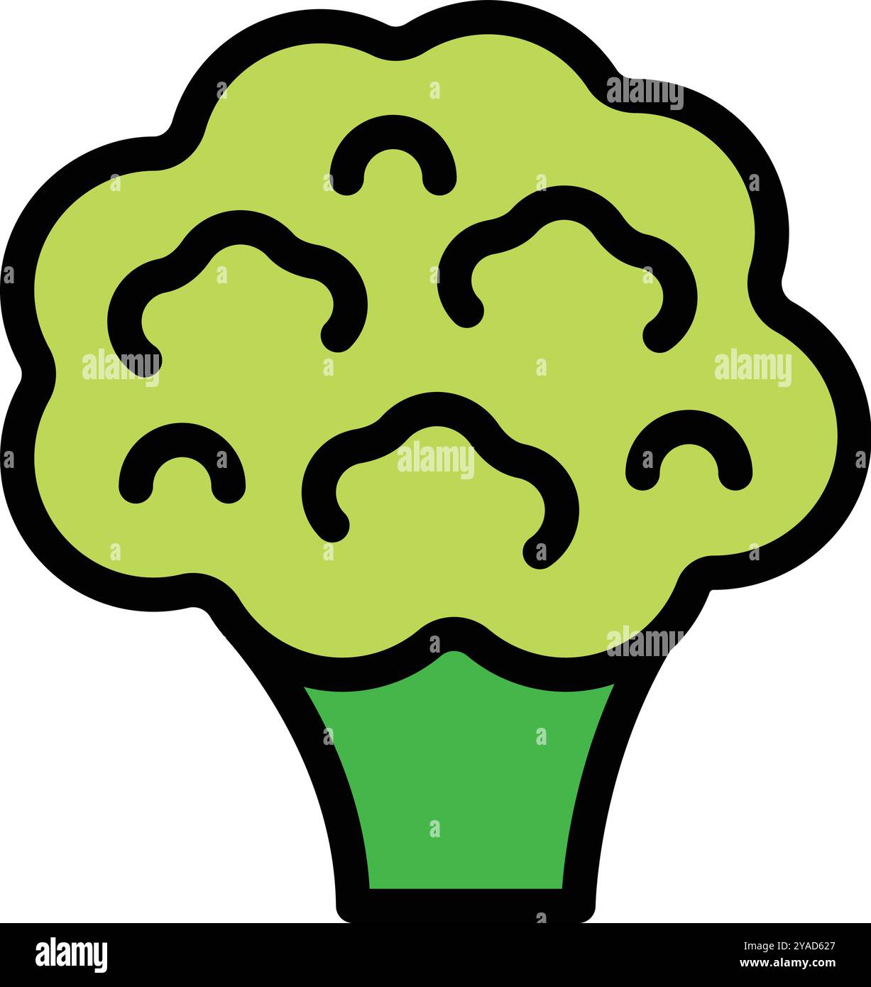 This simple icon depicts a head of broccoli with florets growing on a ...