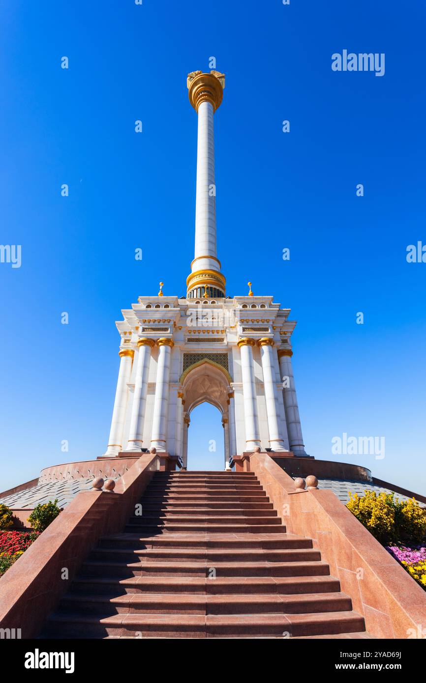 Independence Monument in Dushanbe city centre. Dushanbe is the capital ...
