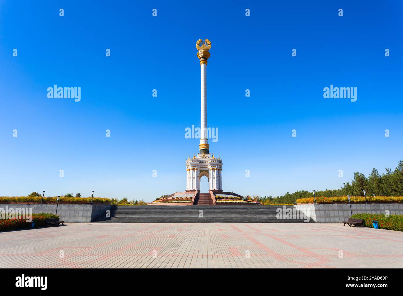 Independence Monument in Dushanbe city centre. Dushanbe is the capital ...