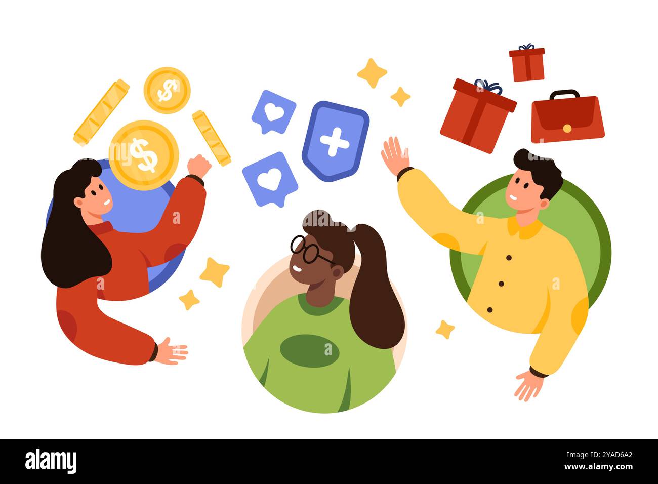 Benefits and offers for corporate company employees life quality. Round ...