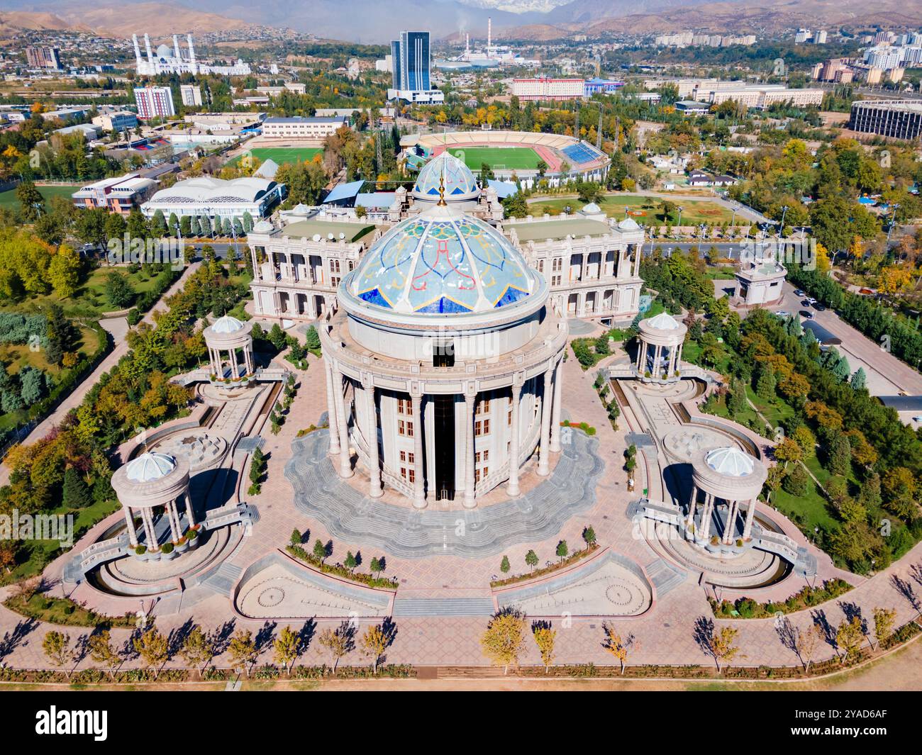 Kokhi Navruz Palace at the Komsomolskoe lake aerial panoramic view in ...
