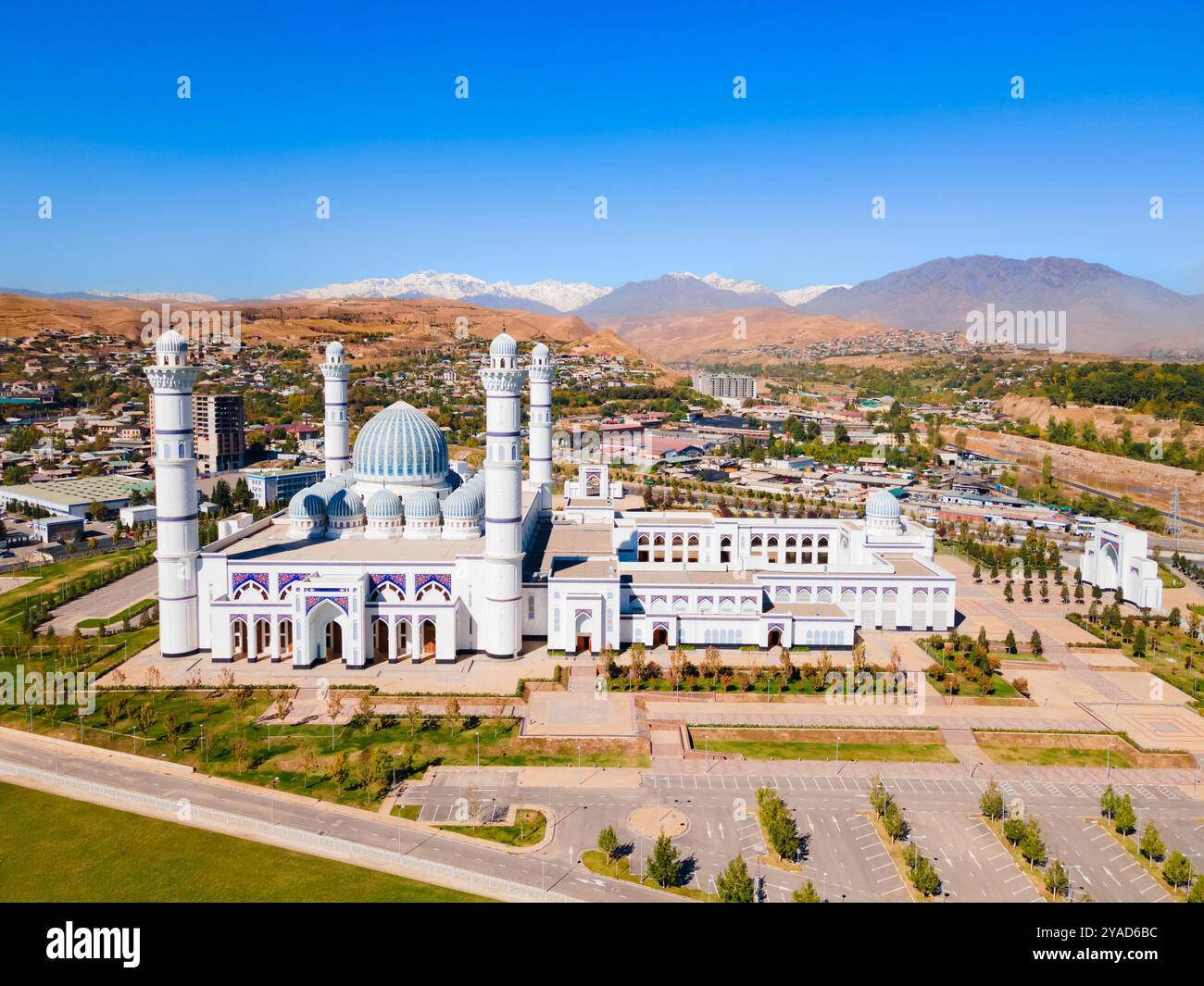 Central Cathedral Mosque of Dushanbe city aerial panoramic view ...