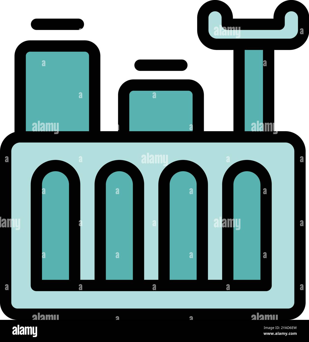 This icon represents a hydroelectric power station generating renewable ...