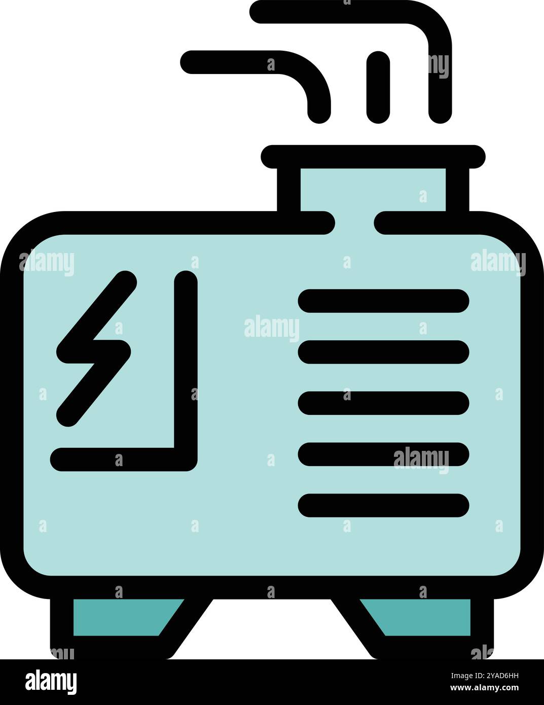 Green portable generator producing electricity with smoke coming from ...