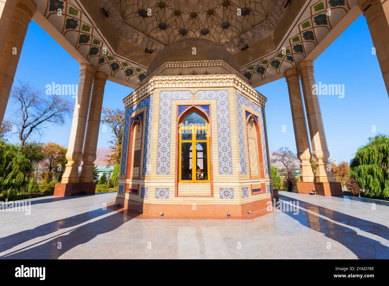 Kamoli Khujandi Mausoleum at the Central Park in Khujand. Khujand is ...