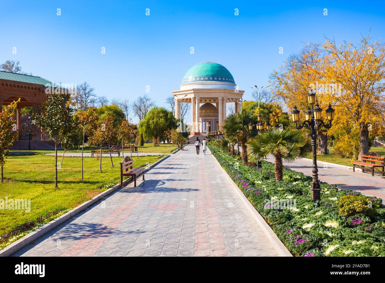 Kamoli Khujandi Mausoleum at the Central Park in Khujand. Khujand is ...