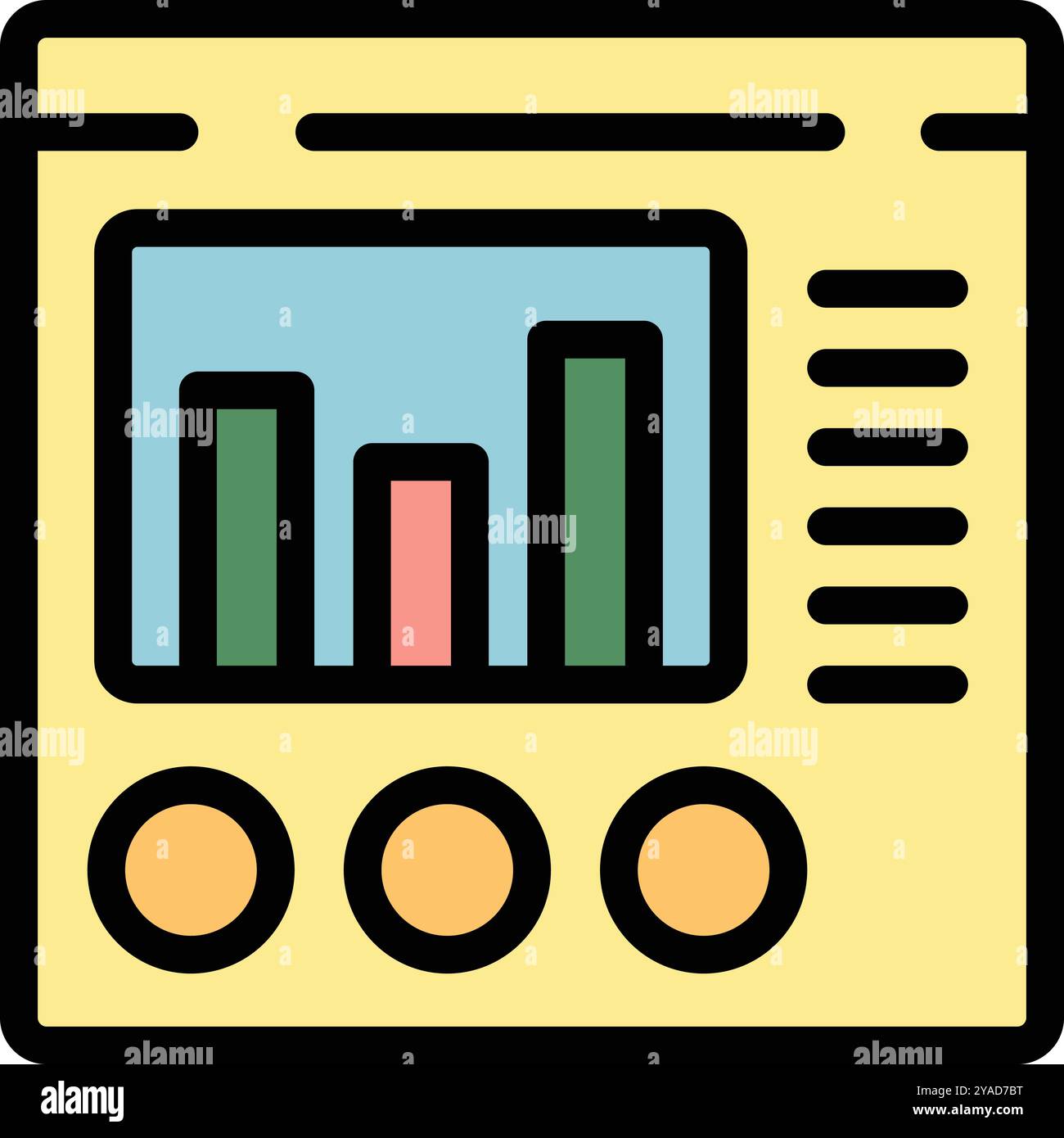 Simple icon of a mobile application displaying data analytics with an ...