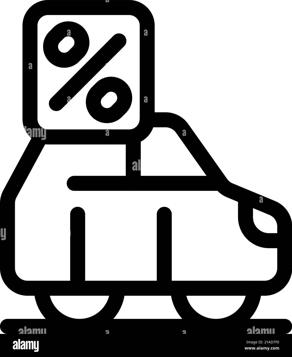 Simple vector of a car with a percentage sign, representing car loan ...