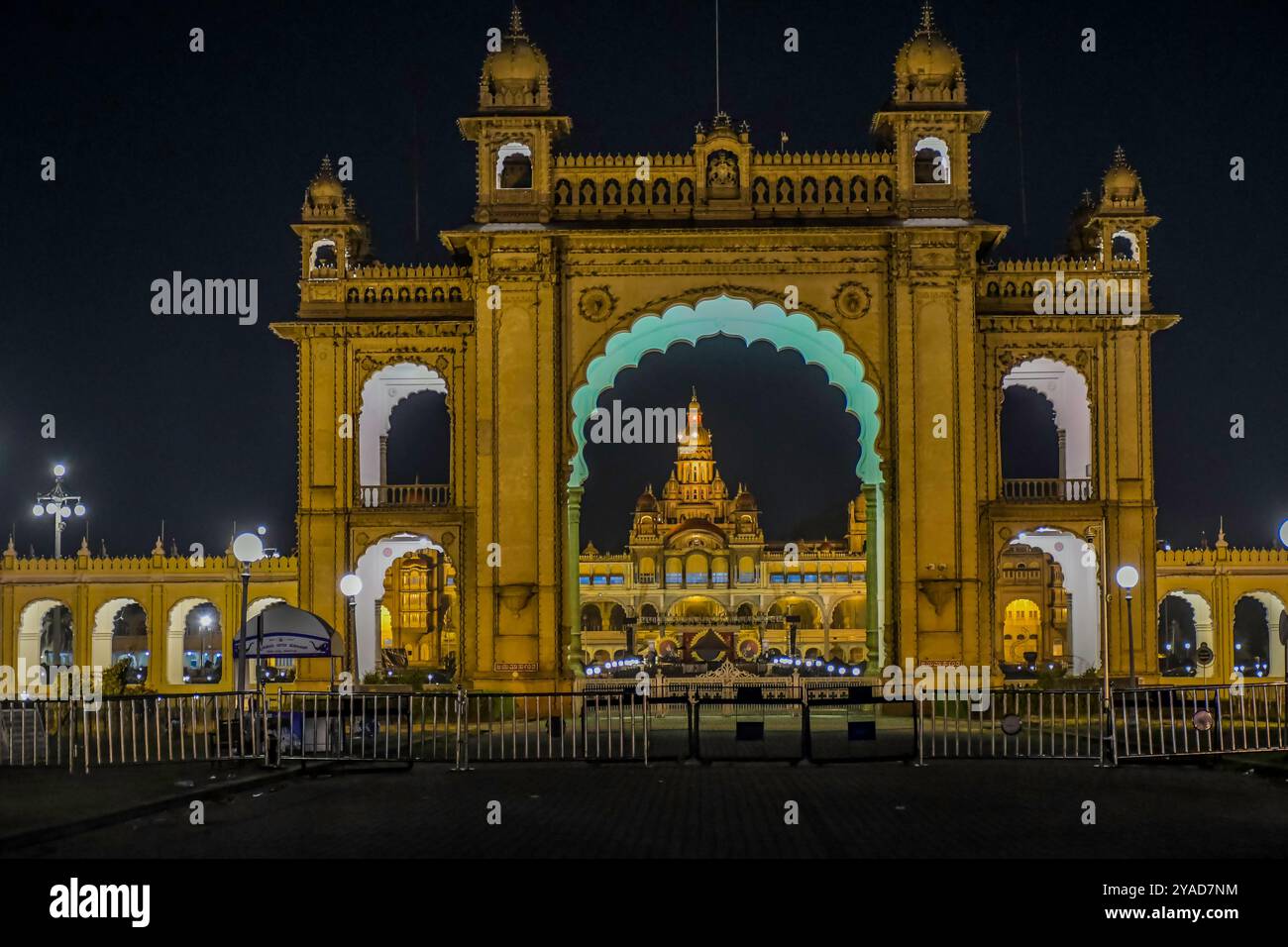 Mysore Palace illuminated with lights at night Karnataka Stock Photo ...