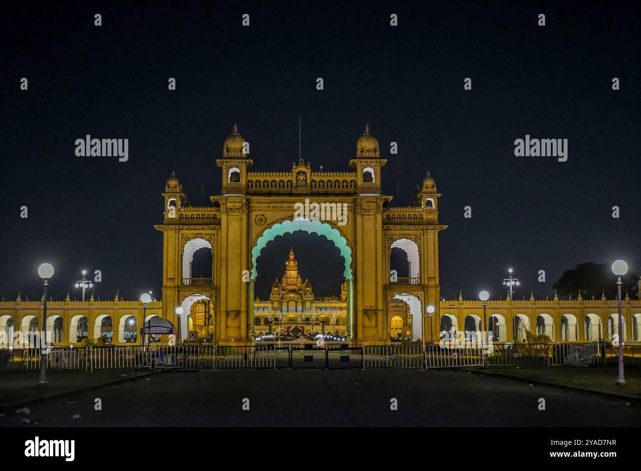 Mysore Palace illuminated with lights at night Karnataka Stock Photo ...