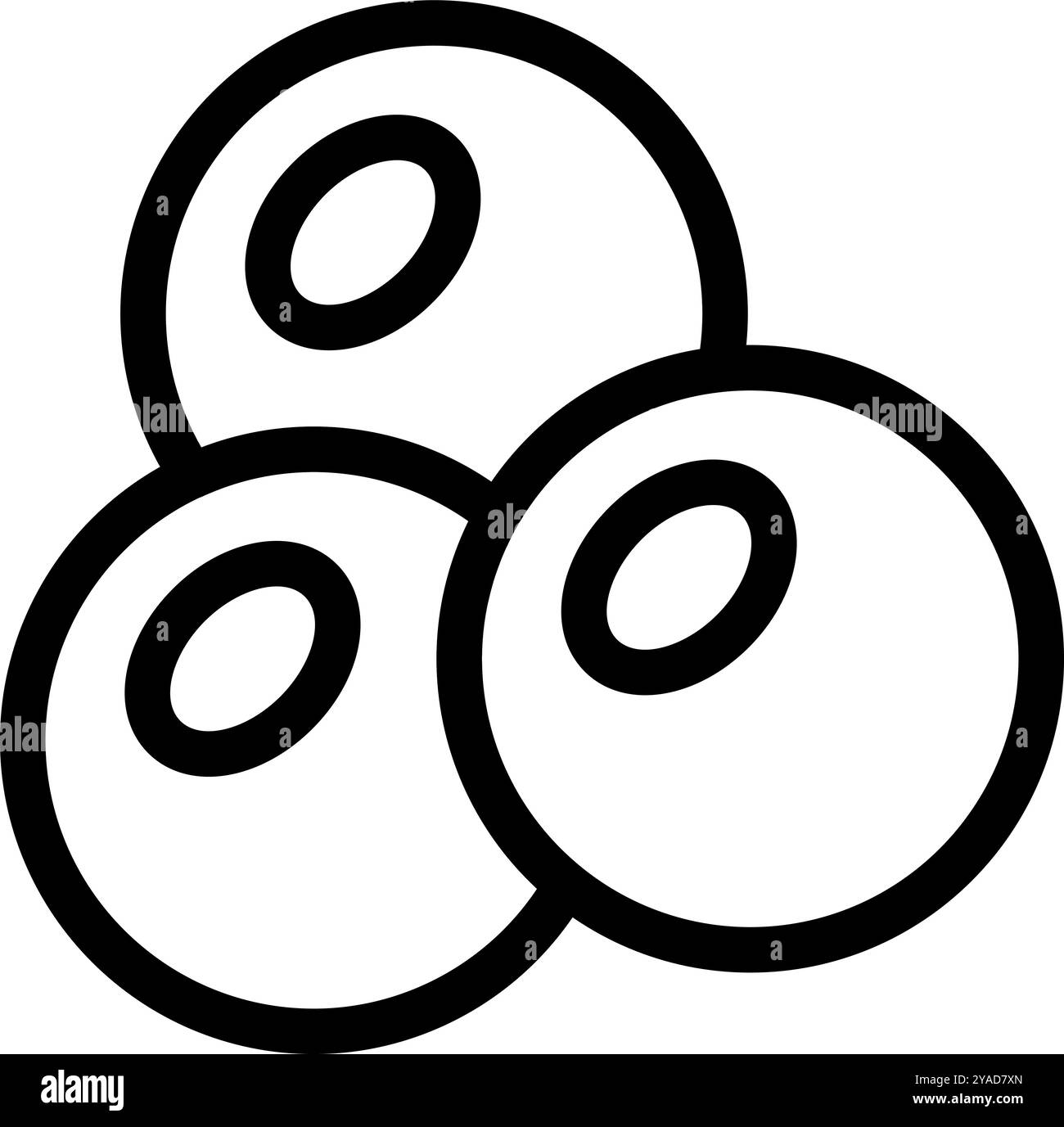 Simple line drawing of three blueberries clustered together, with bold ...