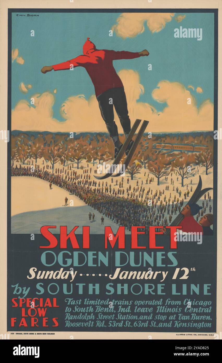 Ski Meet In the Indiana Dunes National Park, Ski jumping competition ...