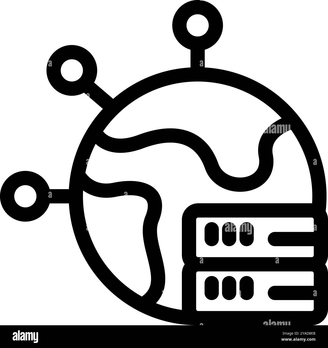 Icon of a global server network connecting the world, representing data ...