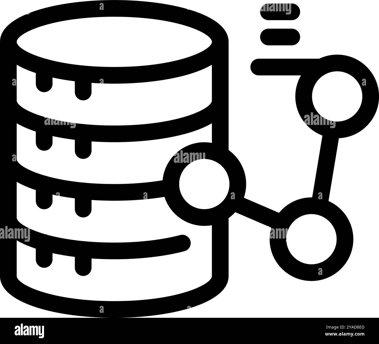 Data sharing concept with database connecting with molecule icon in thick line style Stock ...