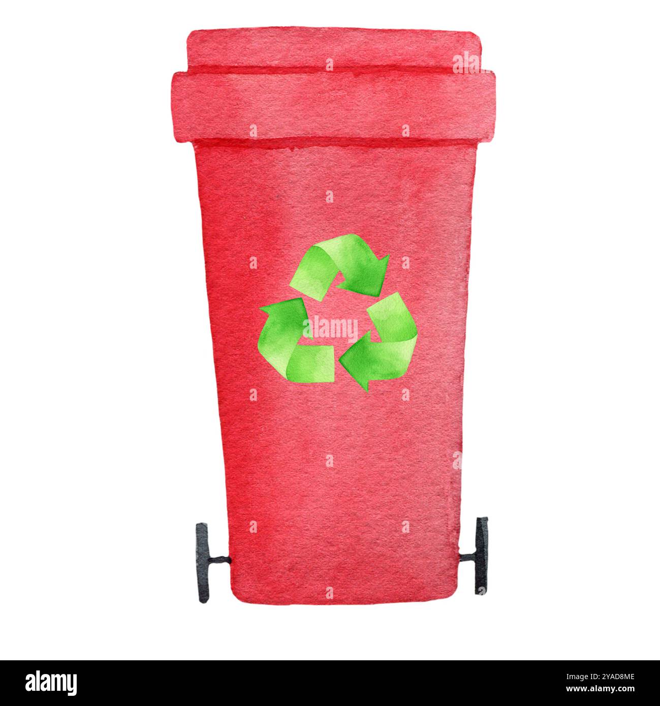 Waste separation bin with recycling symbol on a white background ...