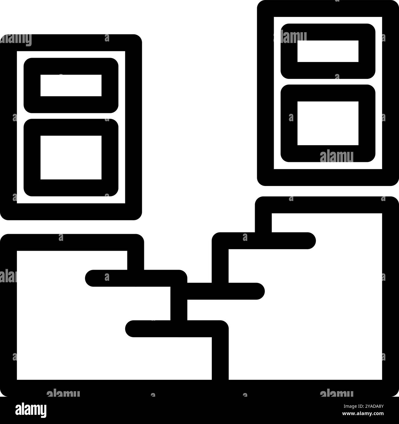 Minimalist architectural drawing representing a duplex apartment with ... Minimalist architectural drawing representing a duplex apartment with ...