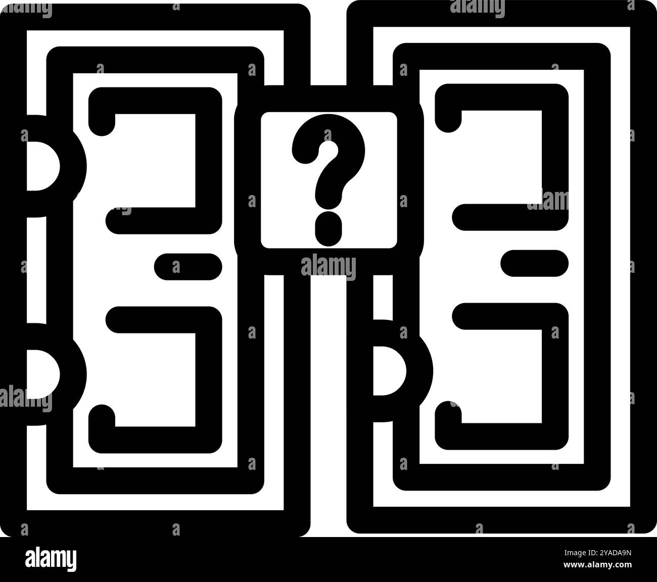 Simple black and white icon of a question mark appearing between two ...