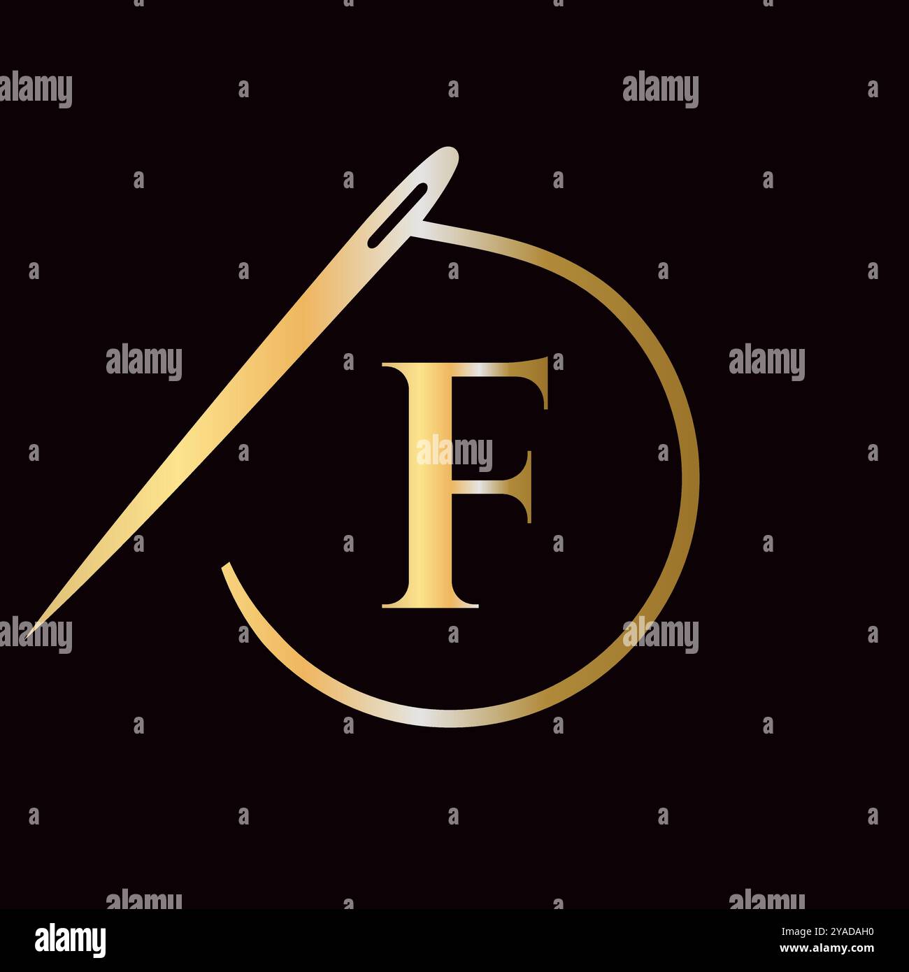 Letter F Tailor Logo, Needle and Thread Logotype for Garment, Embroider ...