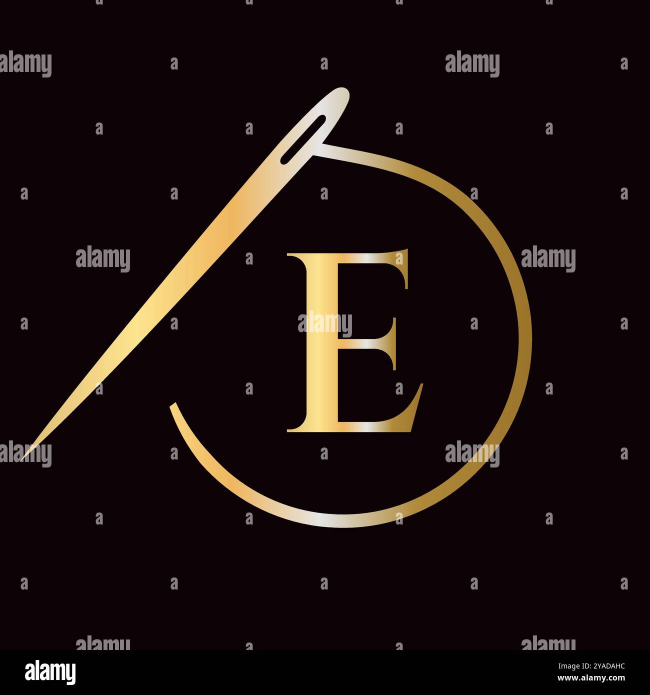 Letter E Tailor Logo, Needle and Thread Logotype for Garment, Embroider ...