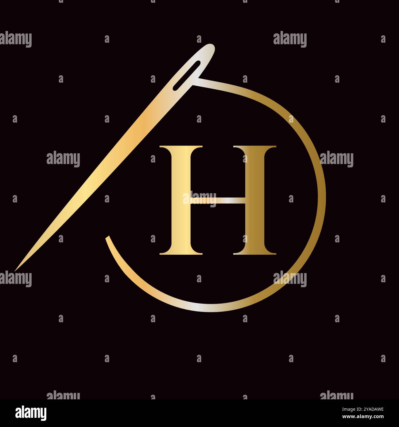 Letter H Tailor Logo, Needle and Thread Logotype for Garment, Embroider ...