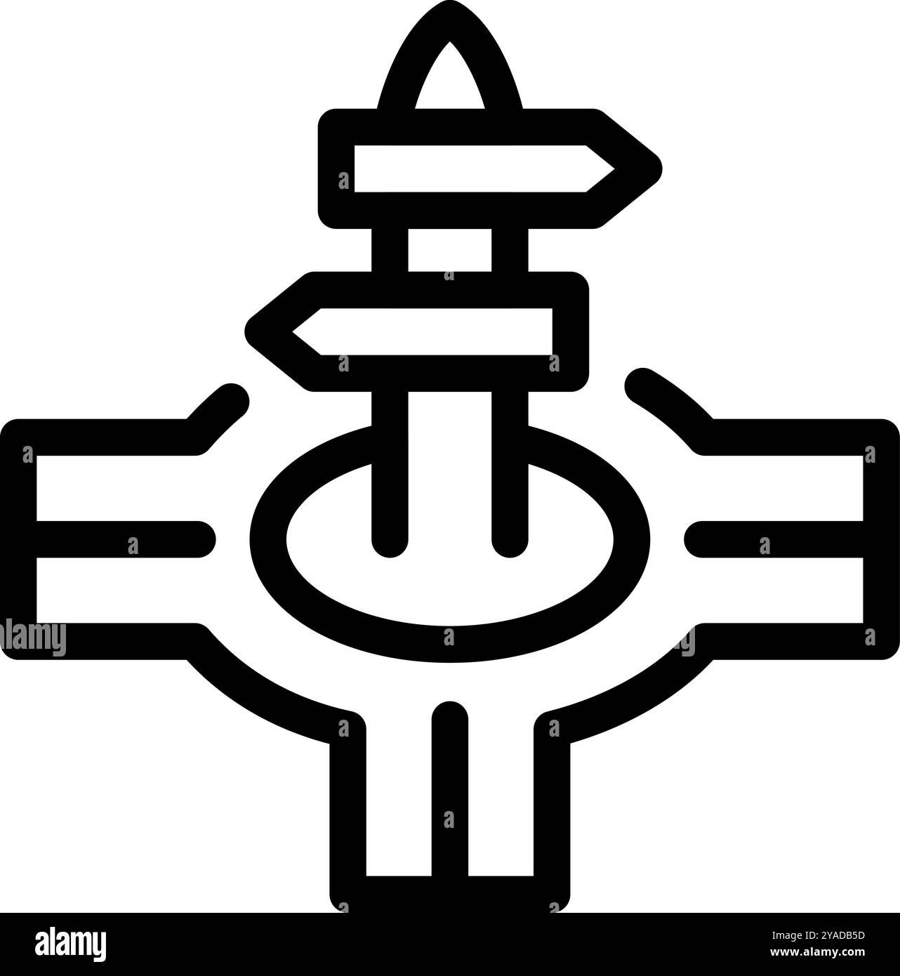 Simple icon of a road intersection with directional arrows, symbolizing ...