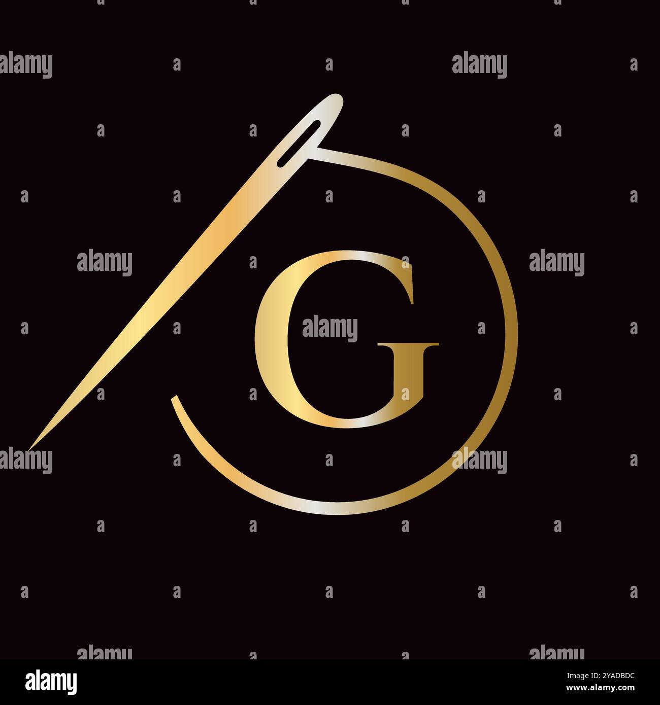 Letter G Tailor Logo, Needle and Thread Logotype for Garment, Embroider ...