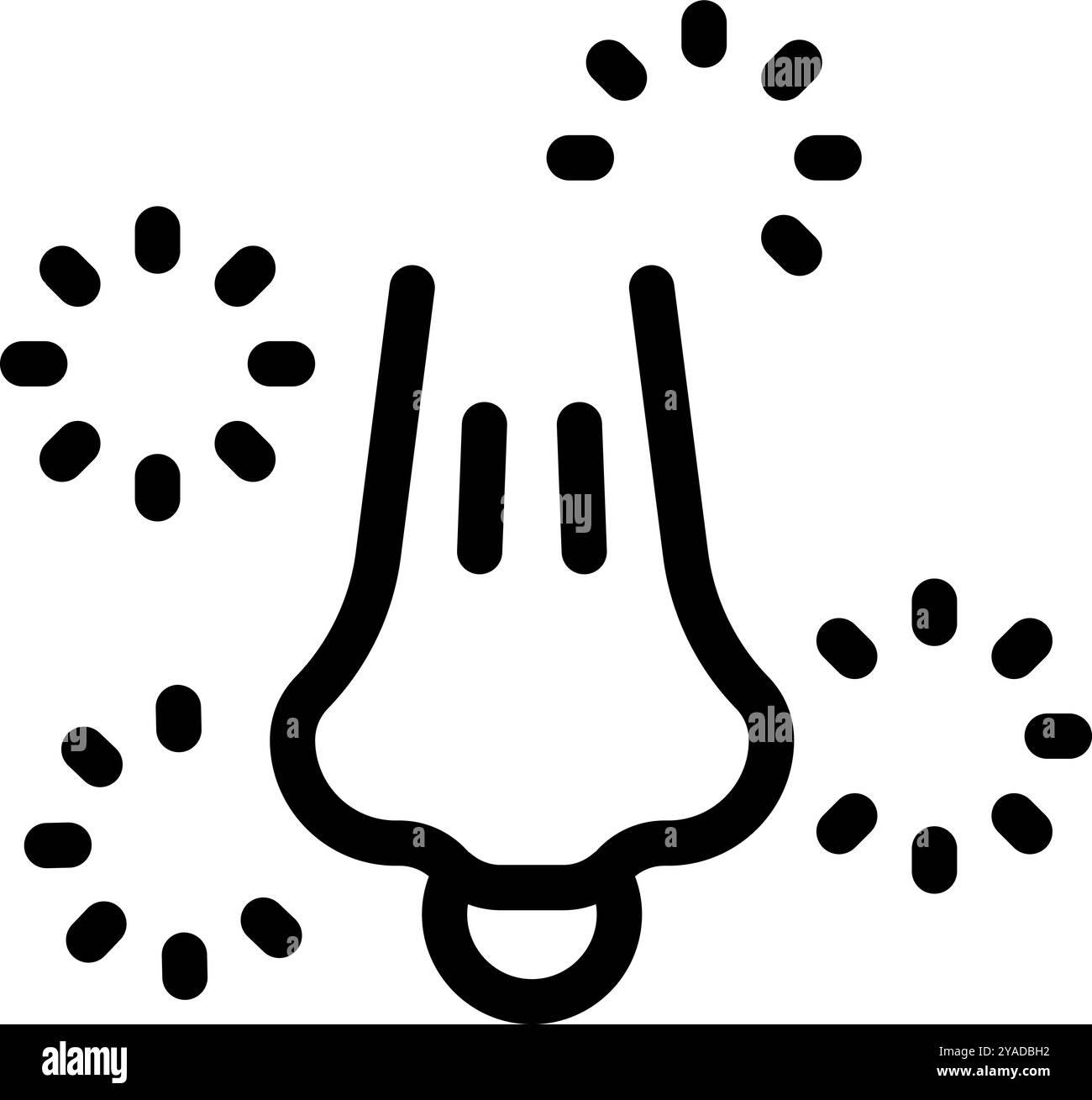 Simple line icon of a nose smelling aroma, surrounded by fragrance ...