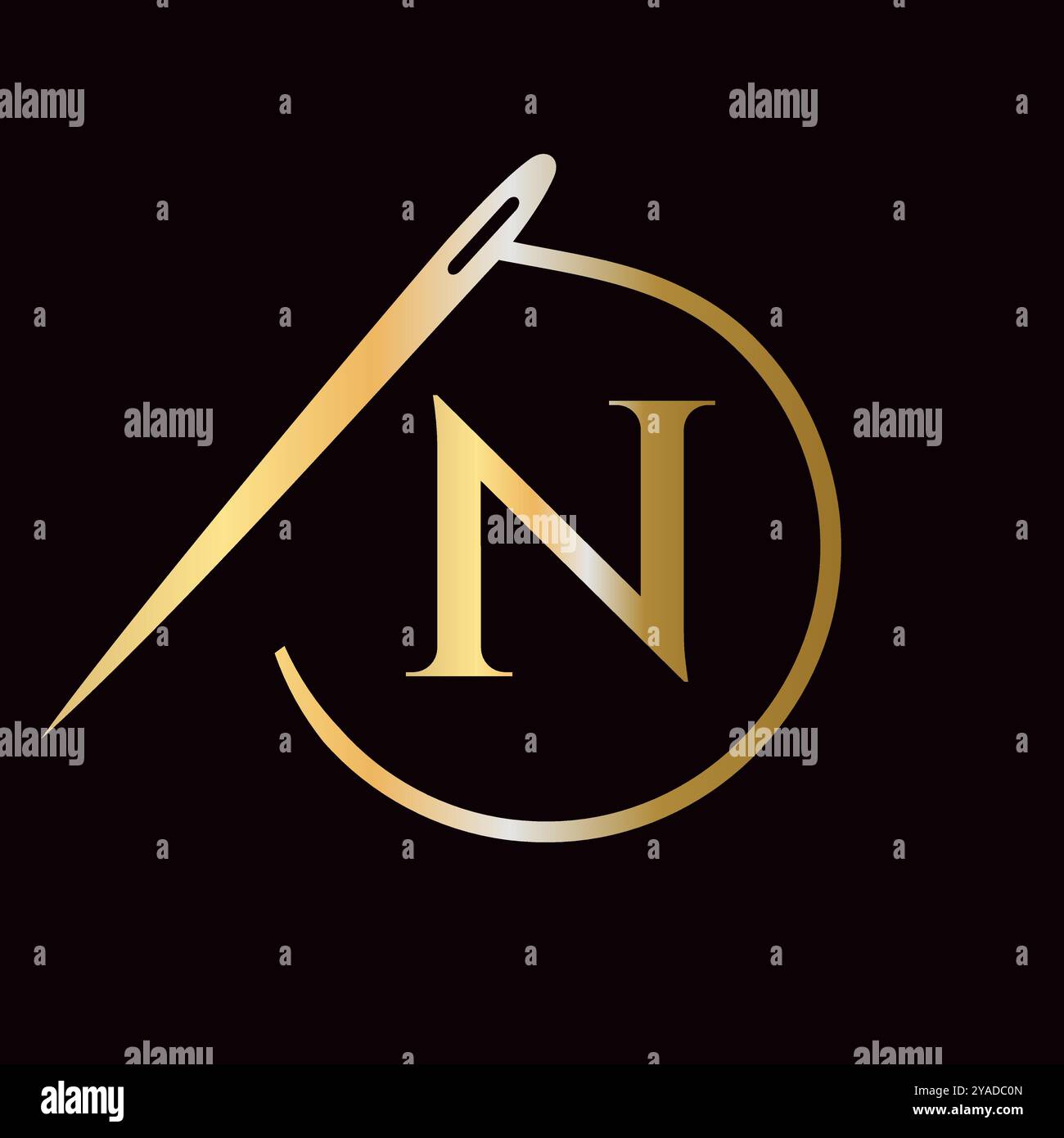Letter N Tailor Logo, Needle and Thread Logotype for Garment, Embroider ...
