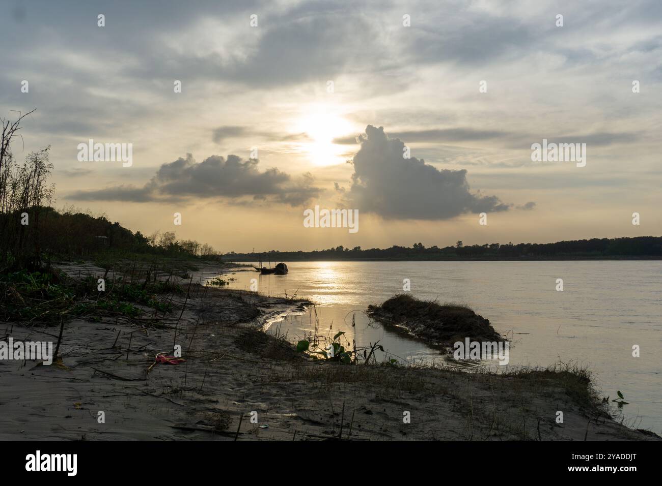 Gorai-Madhumati river of Bangladesh. Sand in the river. A background ...