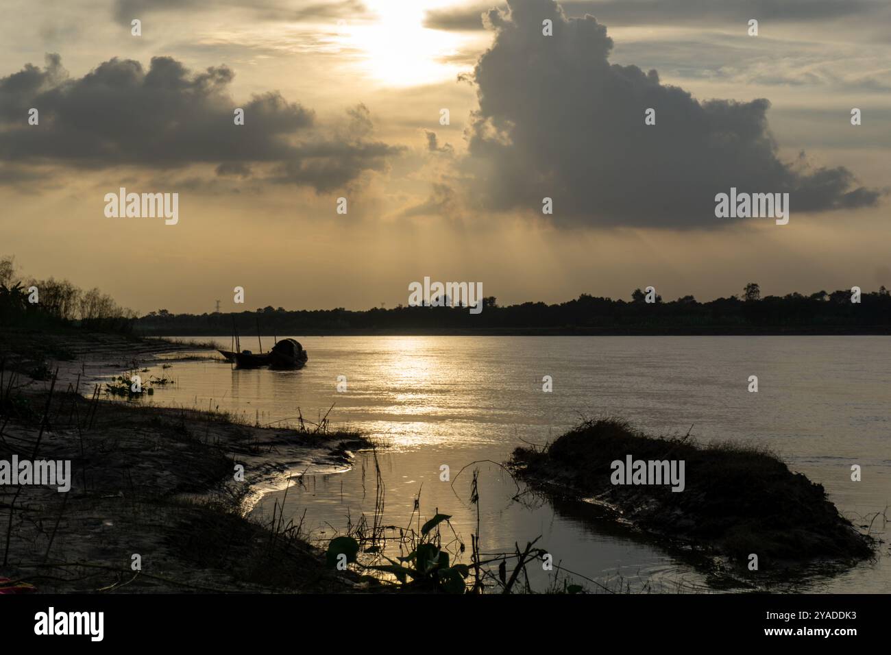 Gorai-Madhumati river of Bangladesh. Sand in the river. A background ...