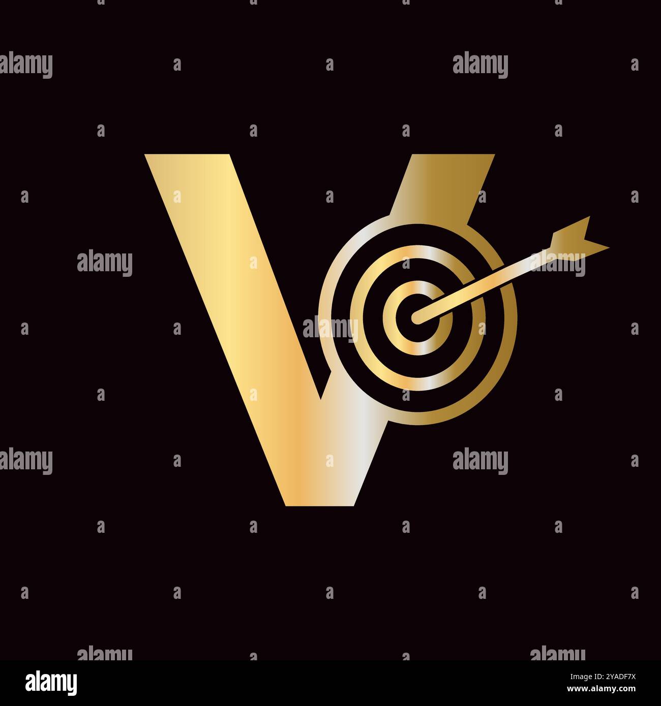 Letter V Success Logo Combine with Bow Target Icon Stock Vector Image ...