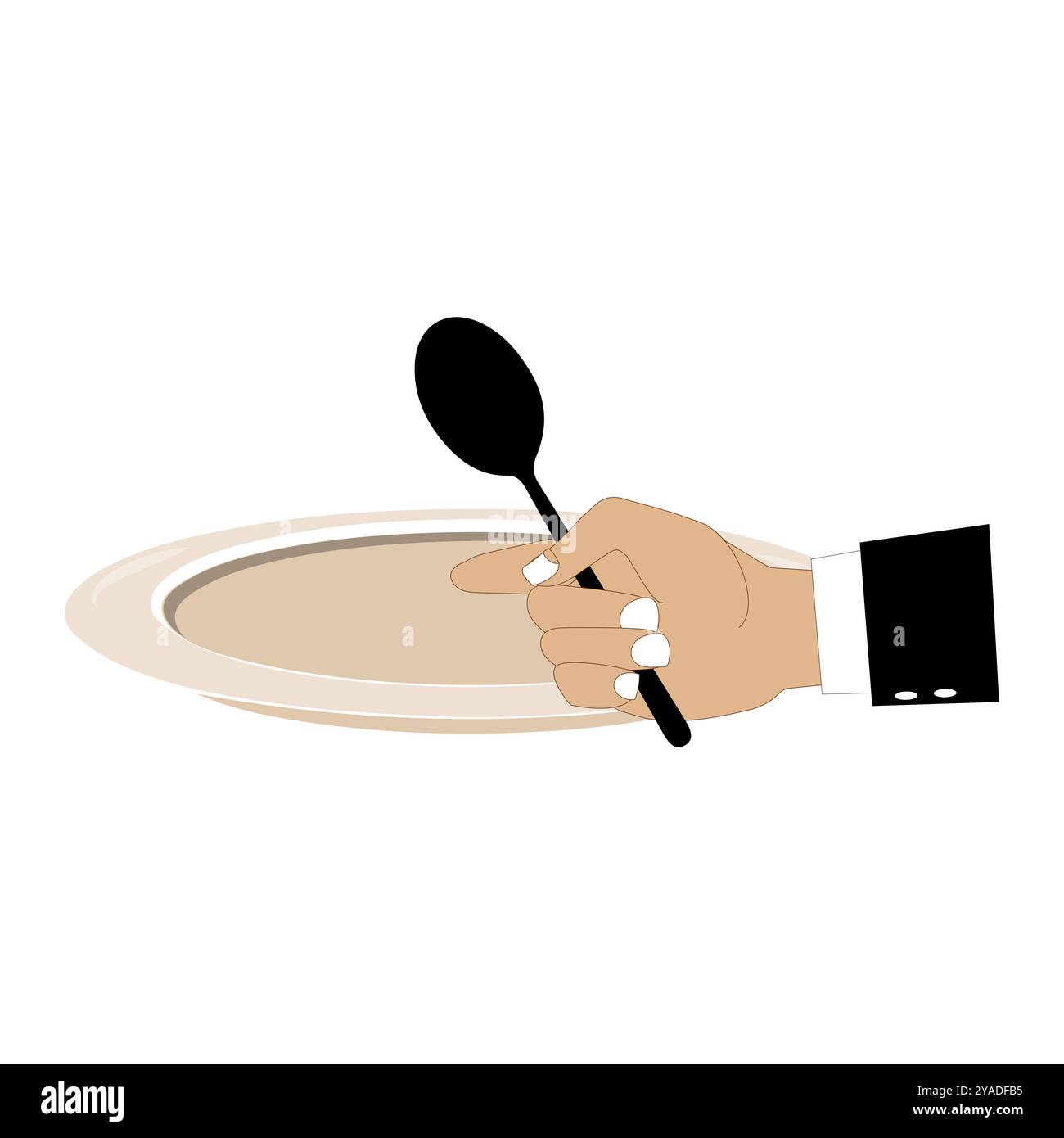 Simple Vector of Hands Holding Cutlery on Empty Plate, Elegant Hands ...