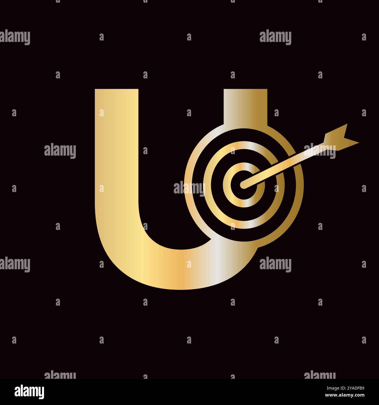 Letter U Success Logo Combine with Bow Target Icon Stock Vector Image ...