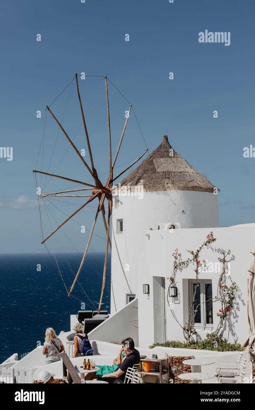 SANTORINI, GREECE - September 30, 2024: Immerse yourself in the charm of Mykonos, Greece, with ...