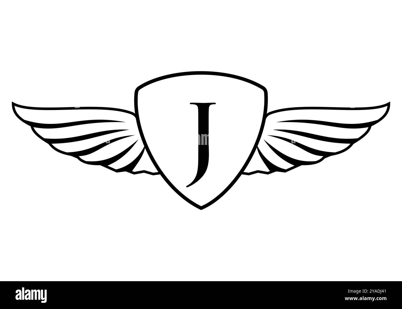 Letter J Wing Logo With Shield Icon Concept For Freight and ...