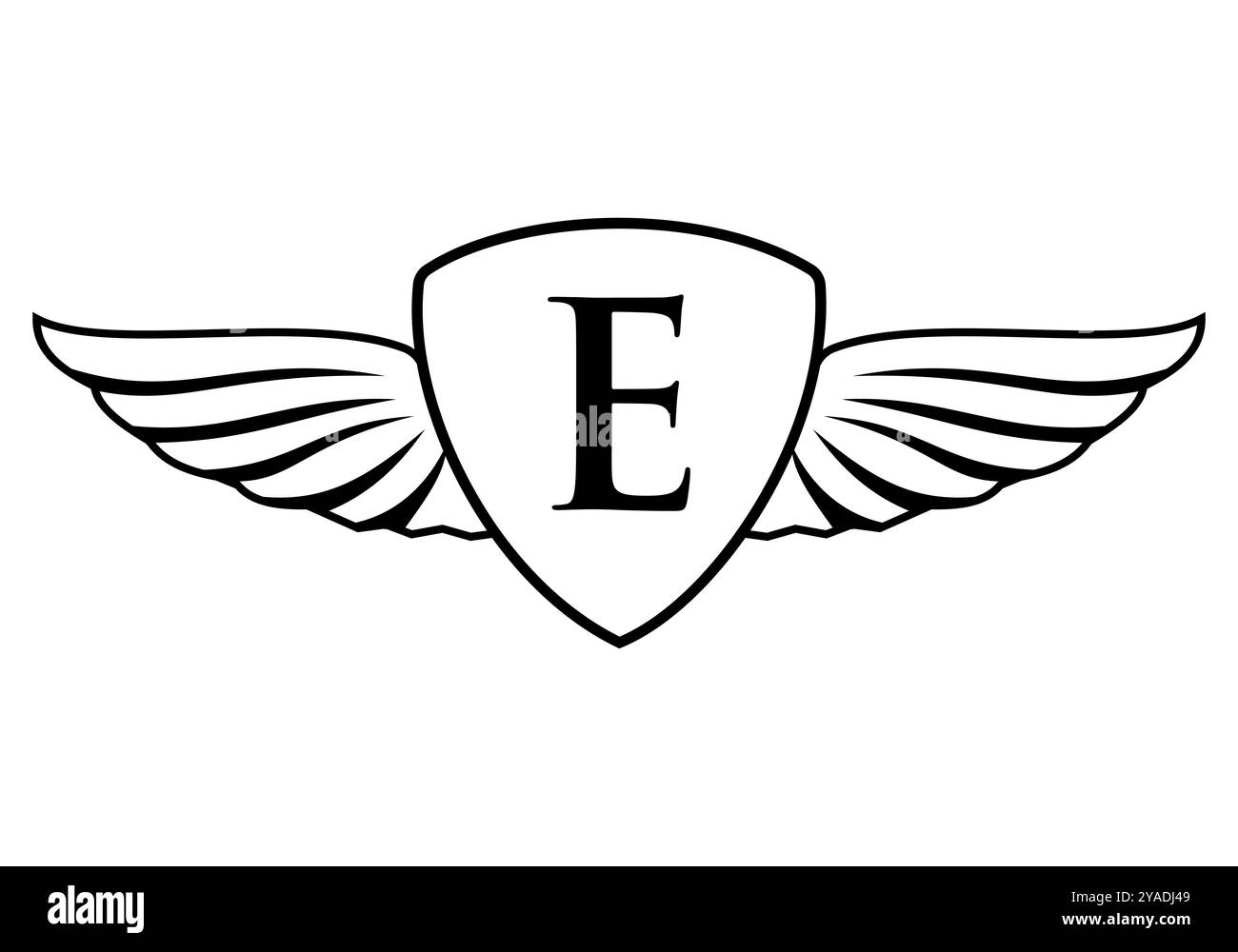 Letter E Wing Logo With Shield Icon Concept For Freight and ...