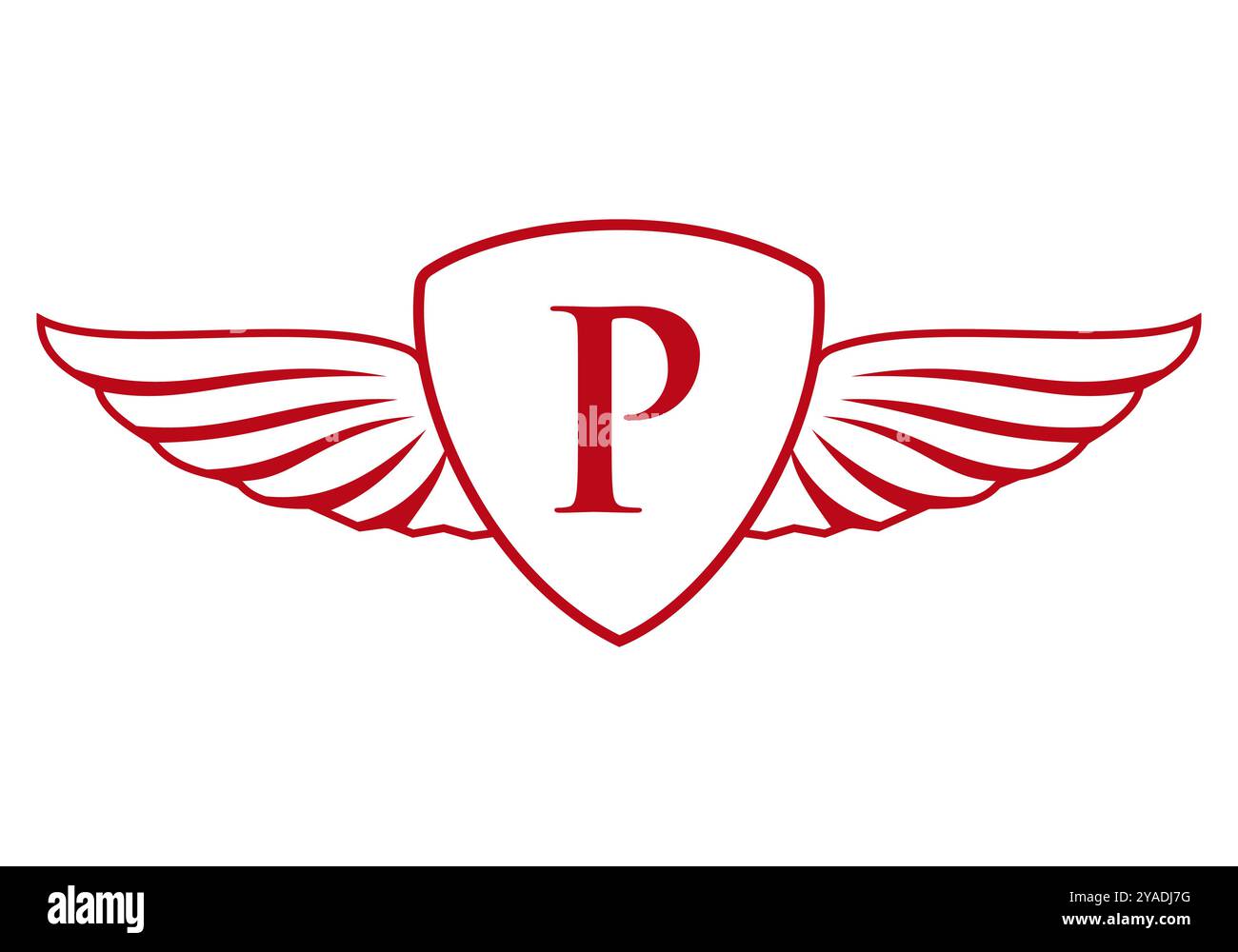 Letter P Wing Logo With Shield Icon Concept For Freight and ...