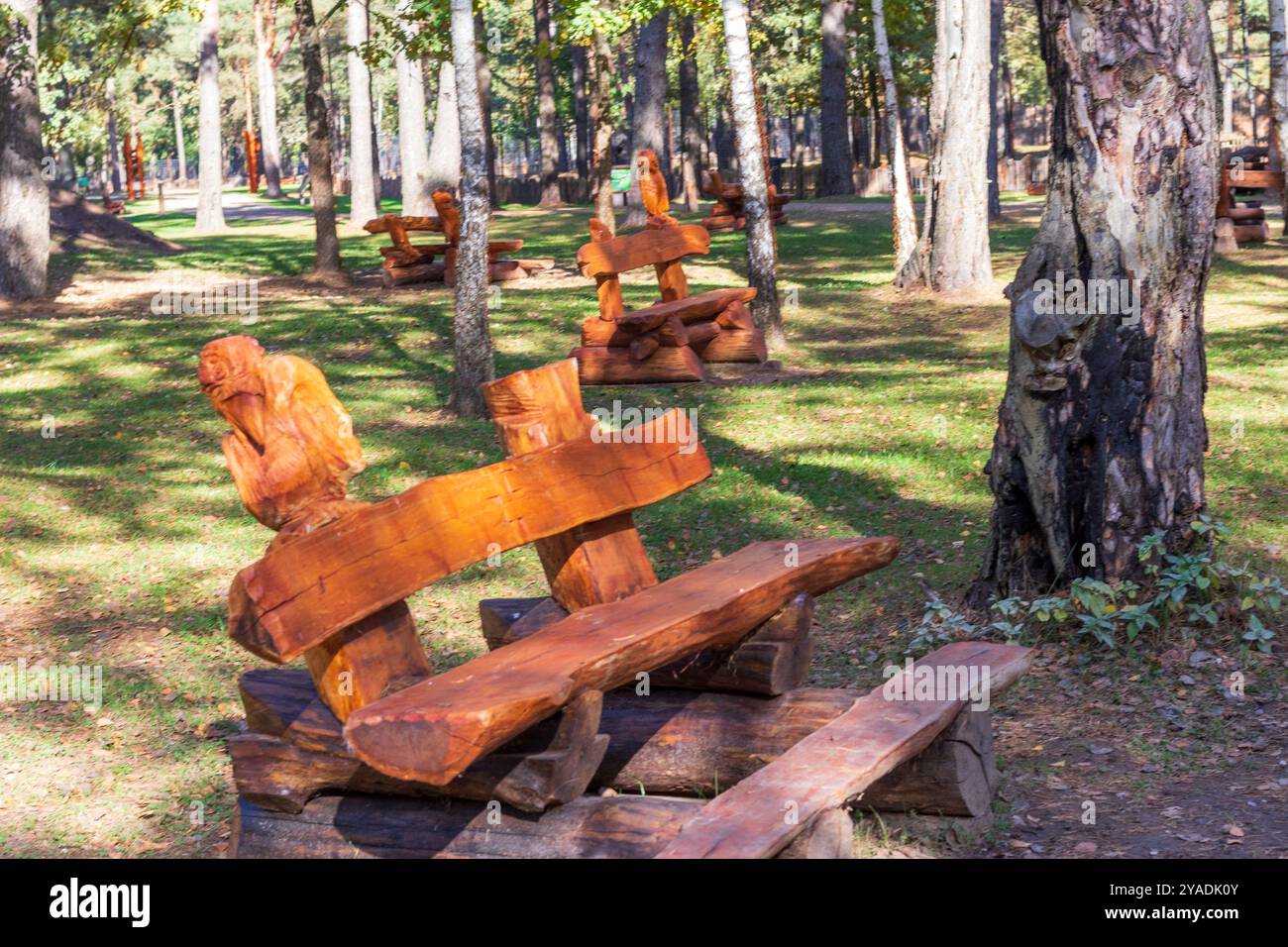 Benches in park early hi-res stock photography and images - Alamy