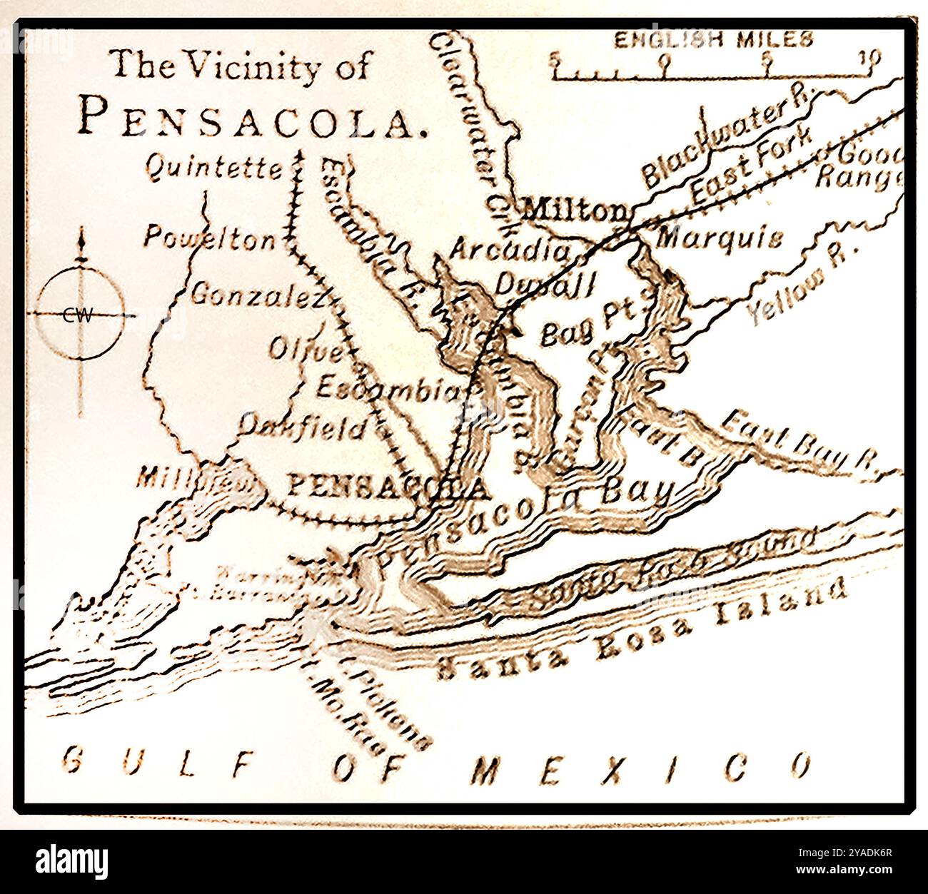 A late 19th century map of the Pensacola region, Florida USA Stock ...