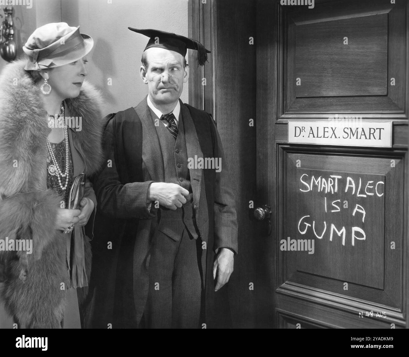 British Comedian WILL HAY and NORMA VARDEN in a scene from BOYS WILL BE ...
