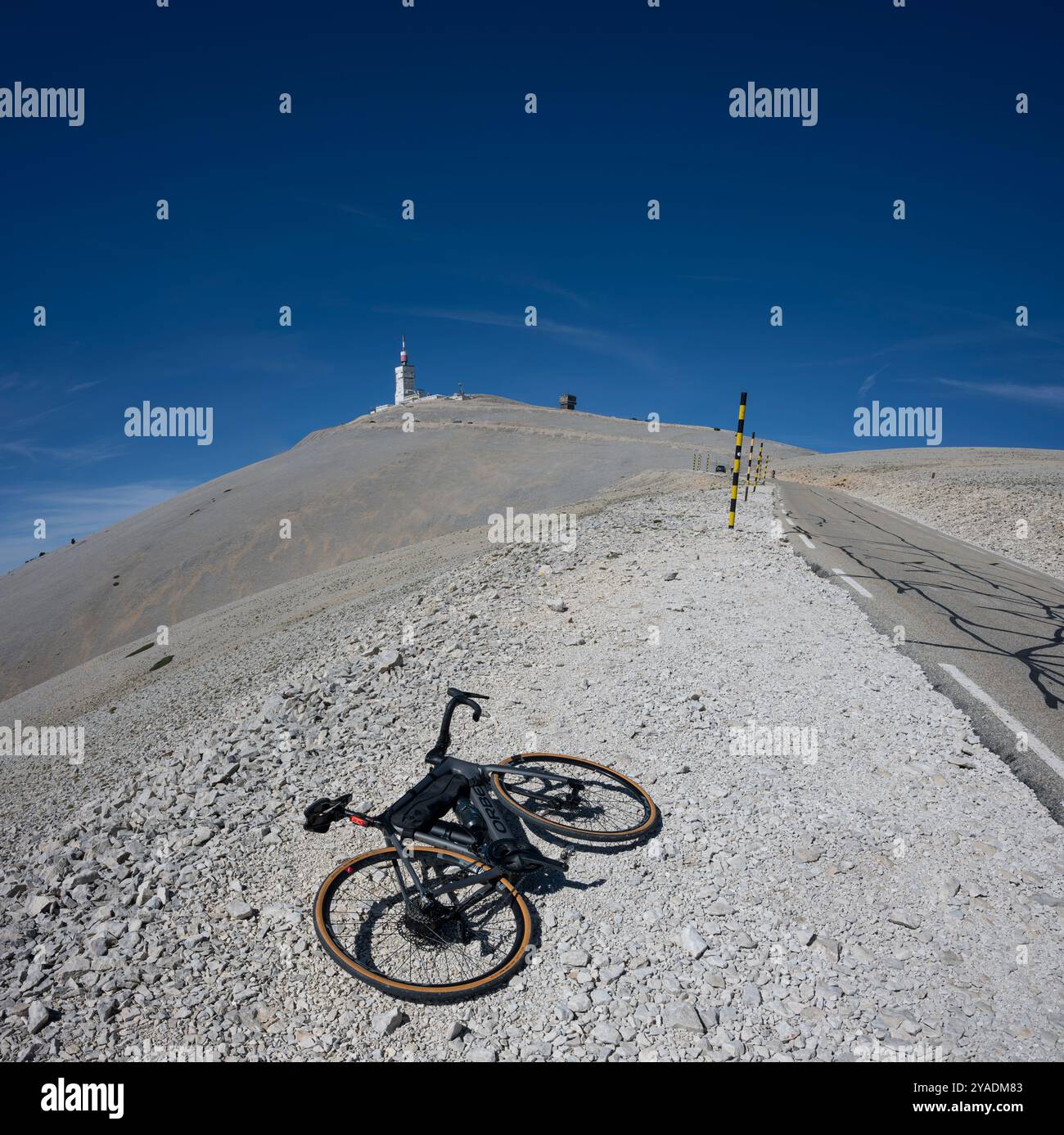 An Orbea Gain electric road bike just before the summit of Mont Ventoux, Provence, France Stock ...