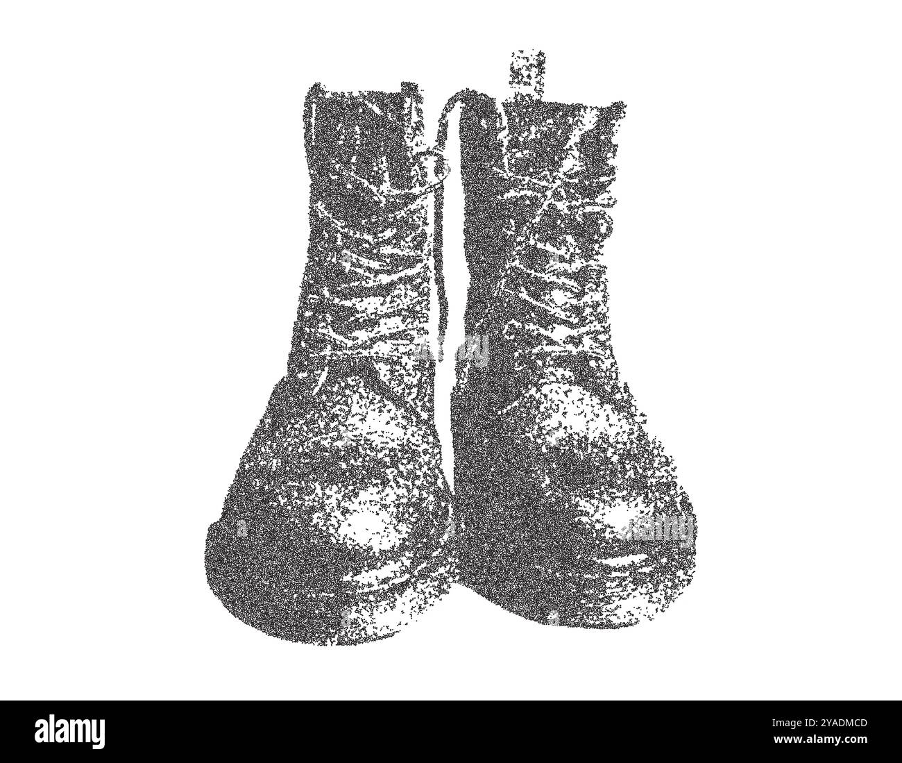 Classic leather laced boots illustration. Stippling photocopy effect ...