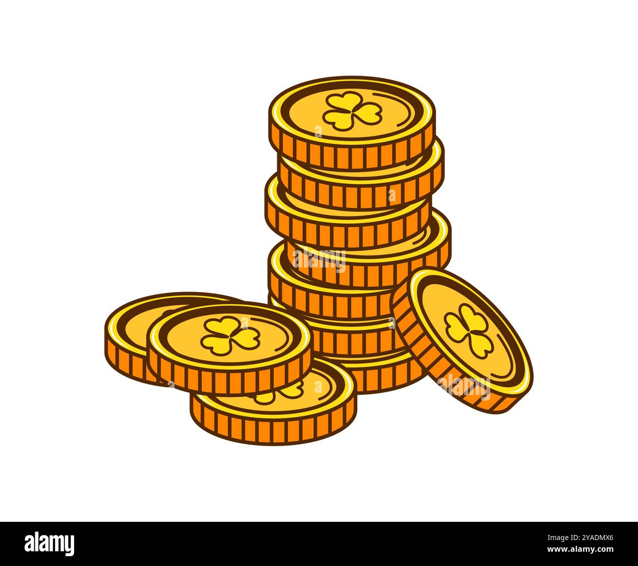 Cartoon retro golden coins stack. Isolated vector pile of gold coins ...