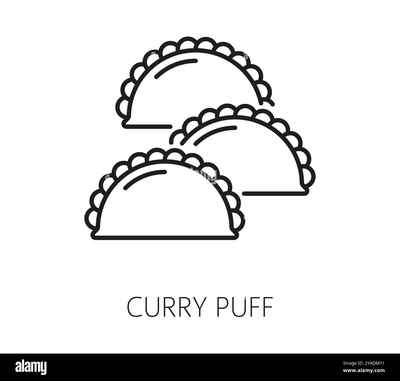Curry puff Singapore travel vacation icon. Vector sign of well-loved ...