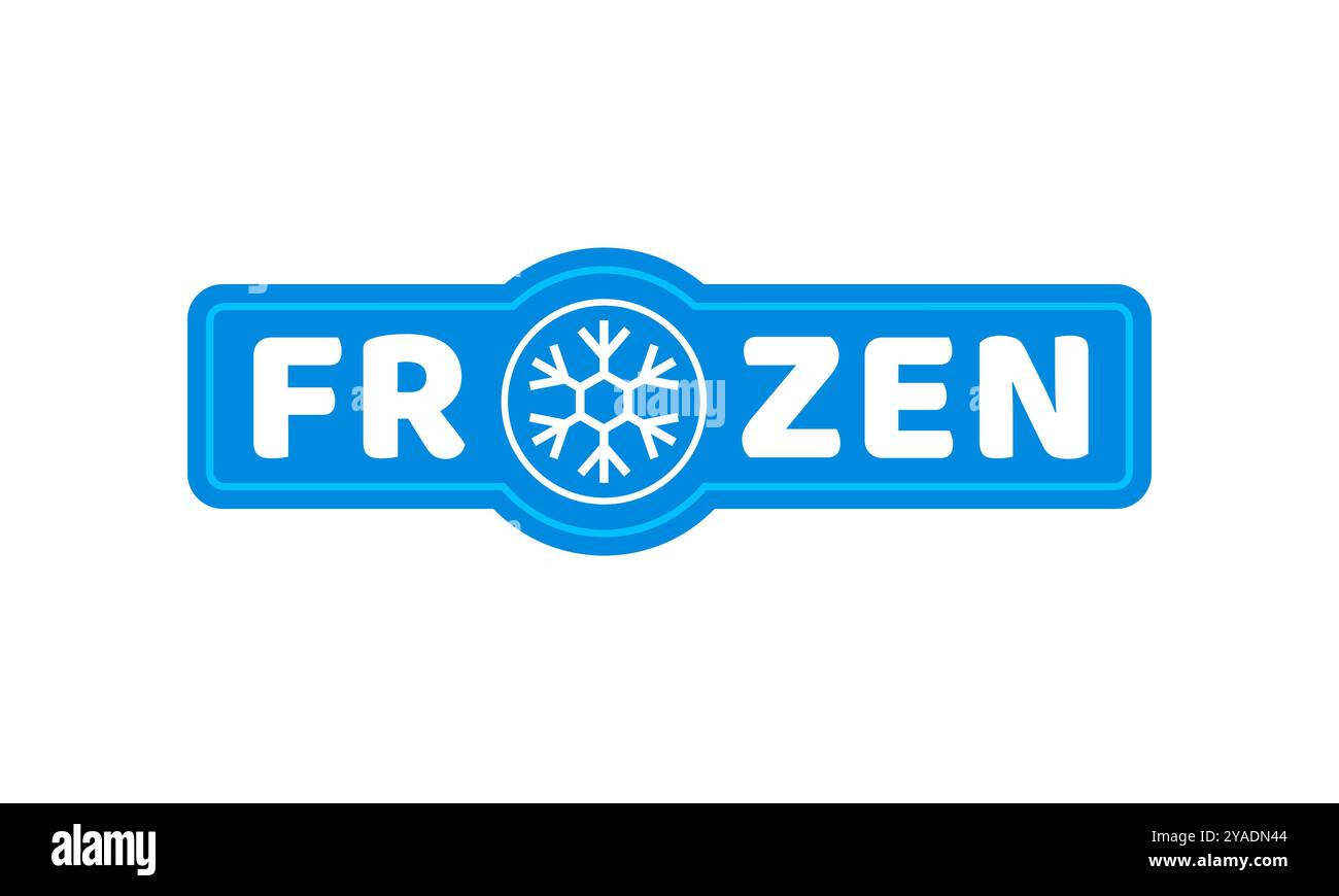 Blue frozen cold food product icon of ice crystal for label or badge ...
